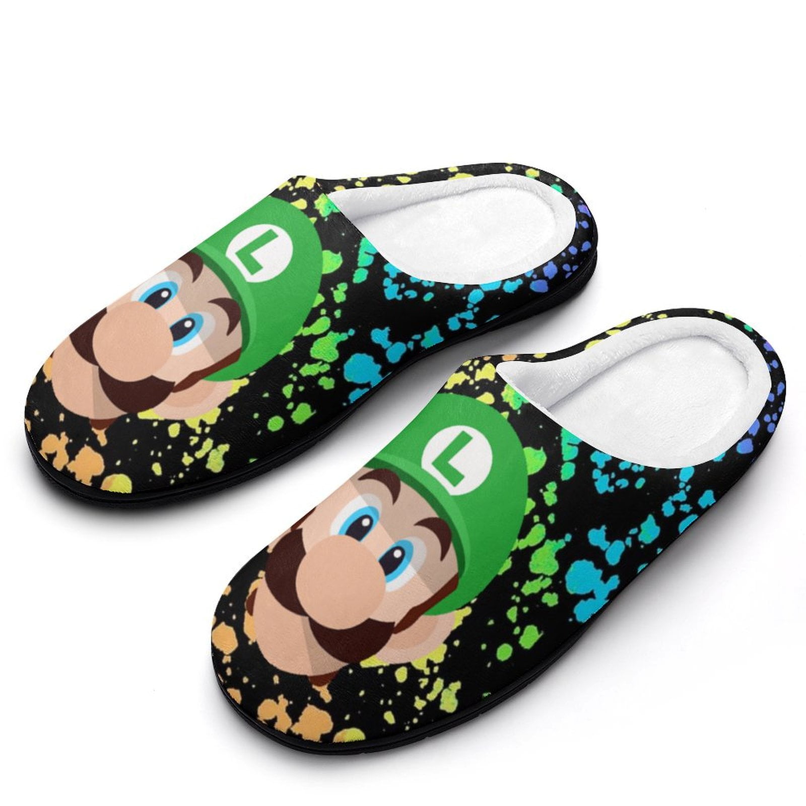 Head Face Luigi's Mansion Men's Cotton Slippers Winter Fuzzy ...