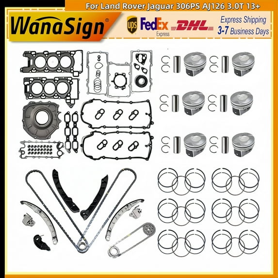 Head Gasket Set Piston & Ring Timing Chain Kit For 2013-2020 Land Rover ...