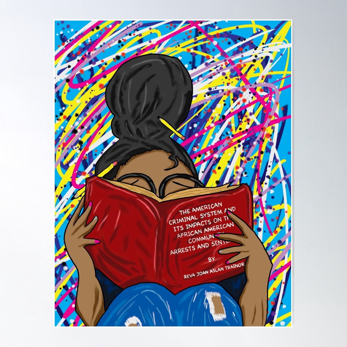 Head In The Books Poster Wall Art, Modern Wall Decor For Living Room ...