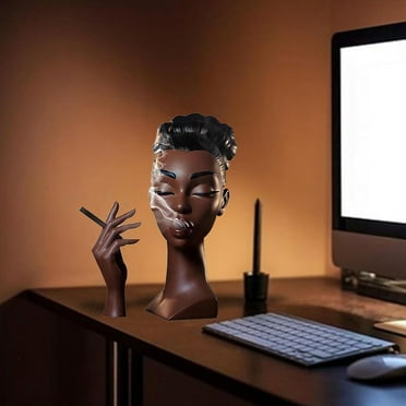 Black Woman Smoking Head Incense Burner,Calming Room Waterfall Decor ...