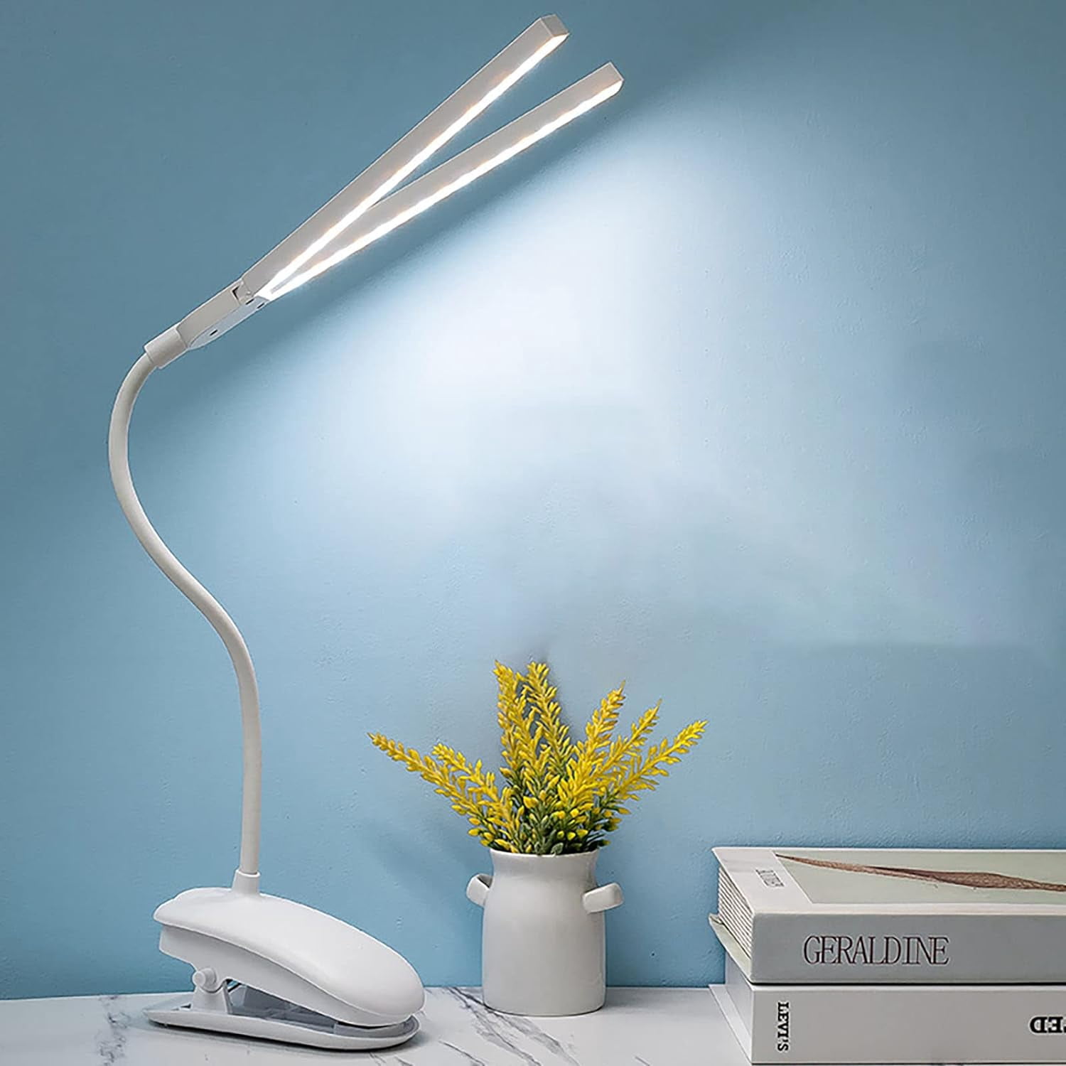 Head LED Desk Lamp with Clamp, Eye-Caring Clip on Lights for Home ...