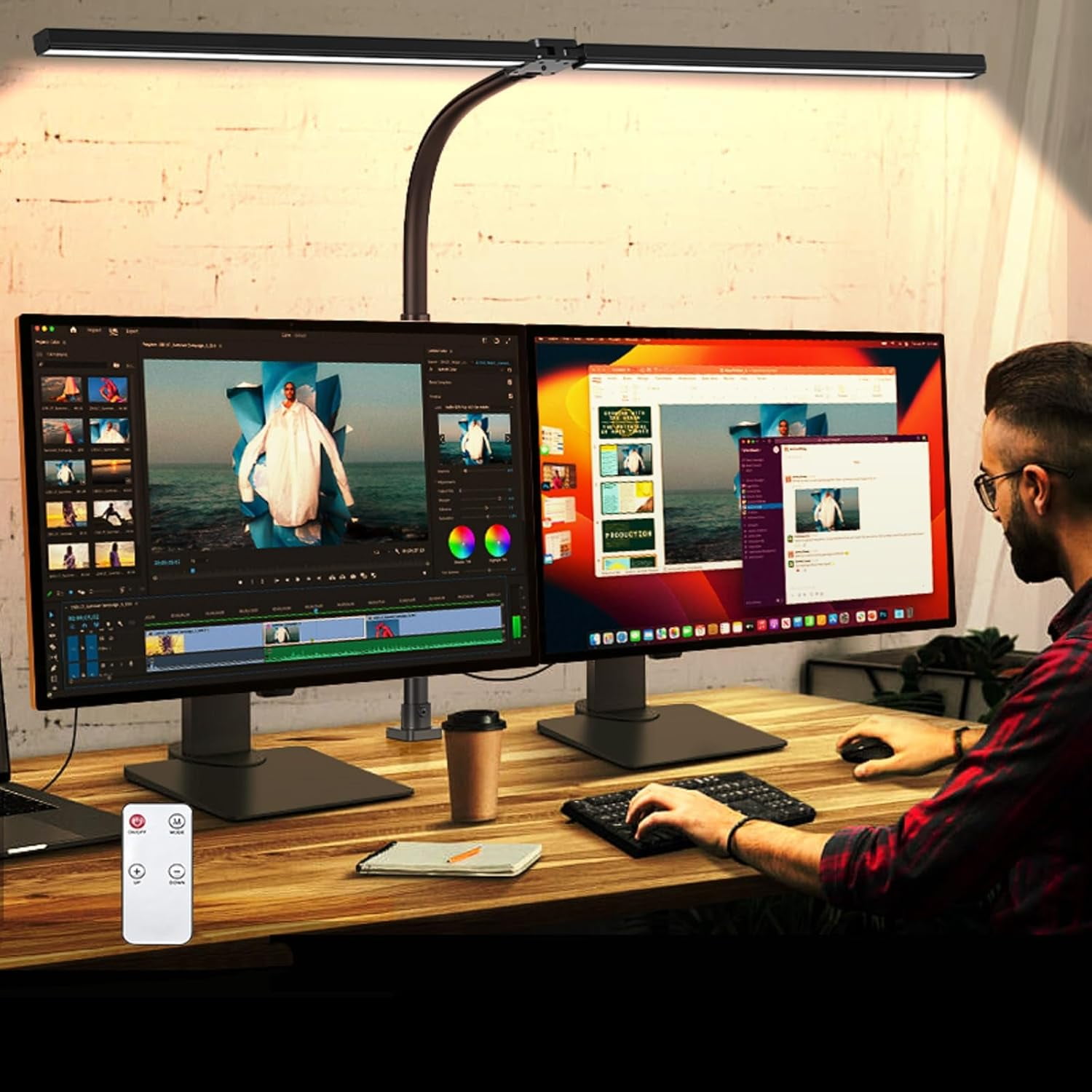 Head LED Desk Lamp with Remote Control for Home Office 24W Brightest ...