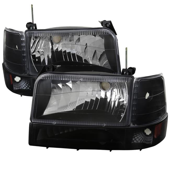 Head Light with Bumper & Corner Lights for 1992-1996 Ford F150 - Black ...