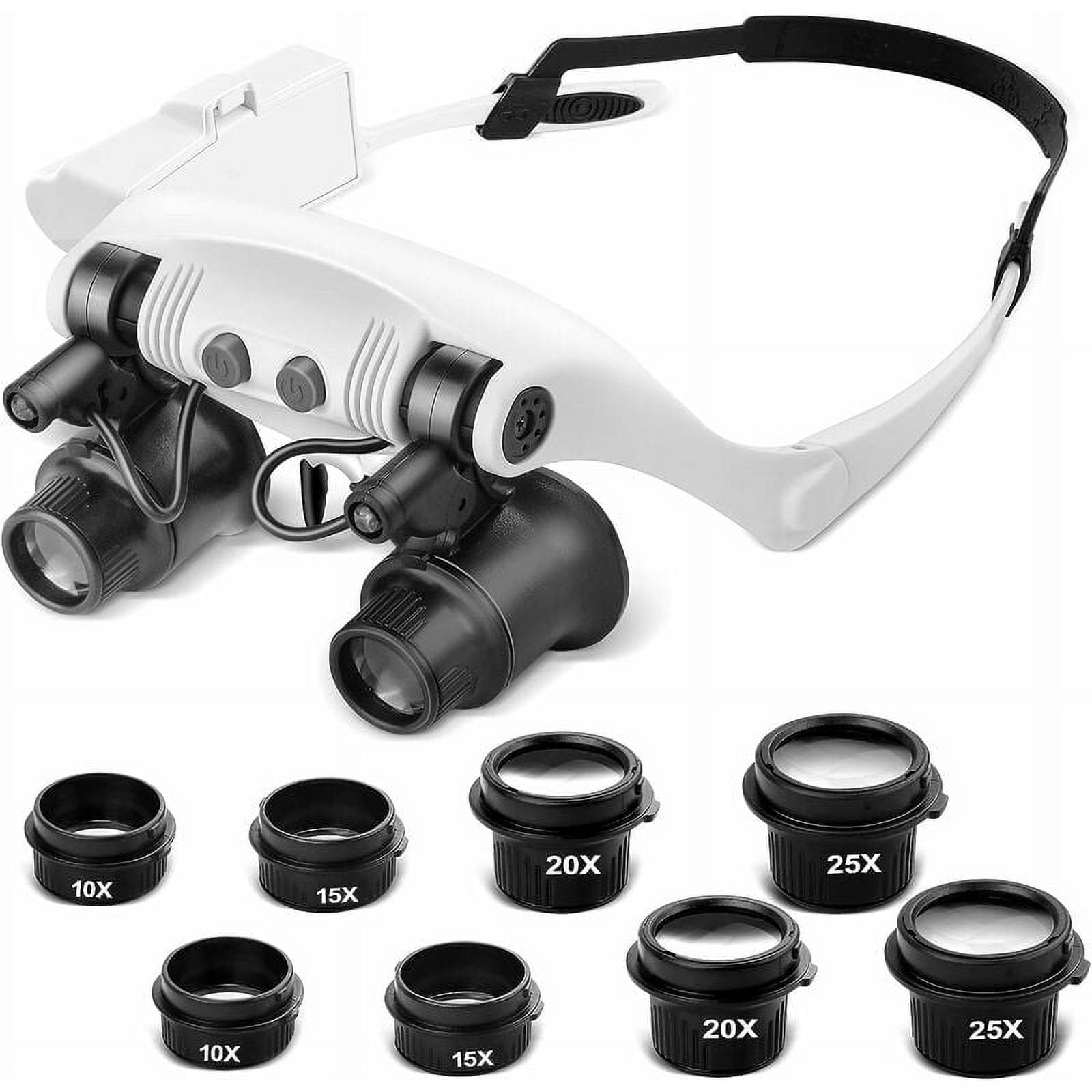 Head Mount Magnifier, Hands Free Magnifying Glass with 2 LED Lights ...