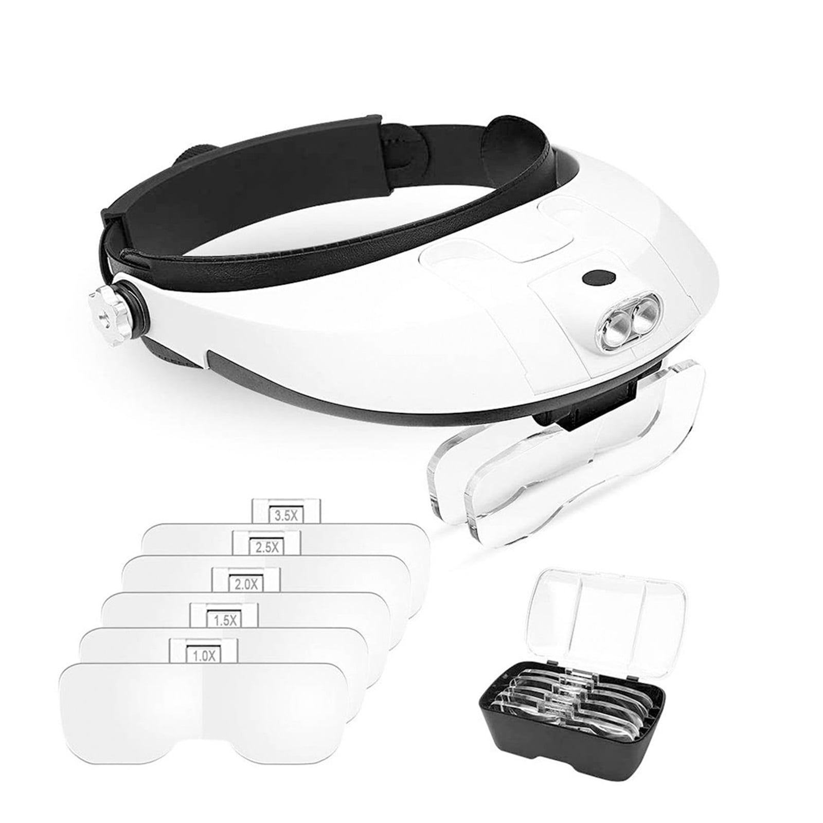 Head Mounted Illuminating Glasses Magnifier With 2 Led Lights 4 ...