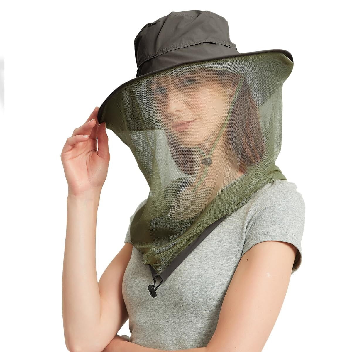 Head Net Hat - Safari, Bucket, Fishing Hat with Netting Mesh for Men ...