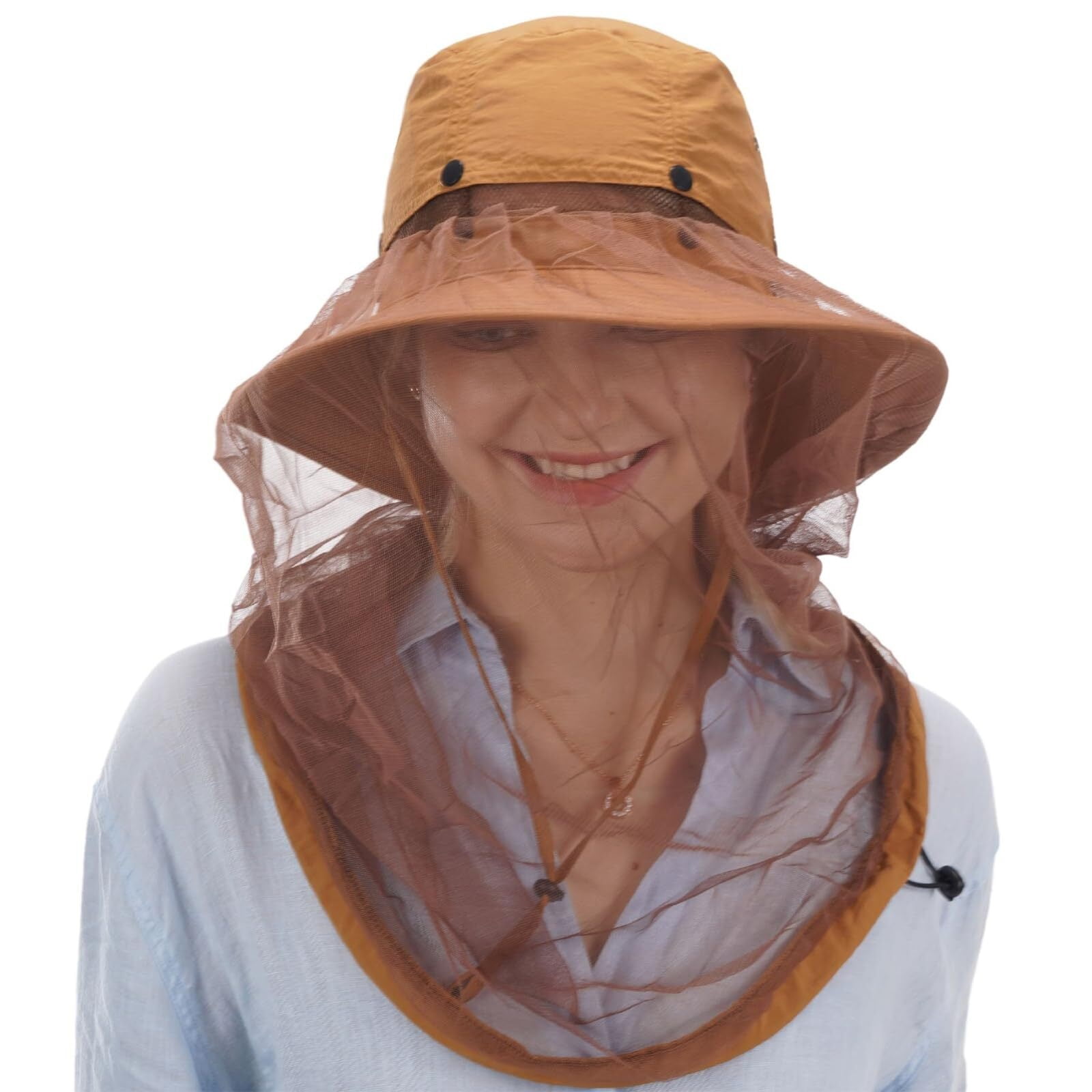 Head Net Hat, Safari Hat Sun Hat Bucket Hat with Hidden Net Mesh Grey ...