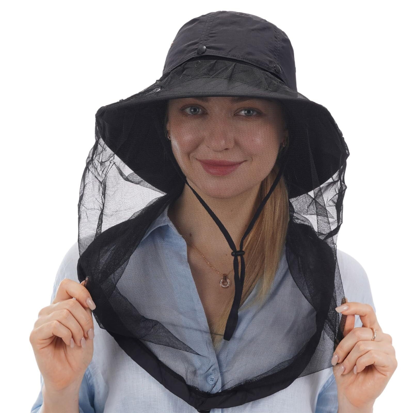 Head Net Hat, Safari Hat Sun Hat Bucket Hat with Hidden Net Mesh Grey ...