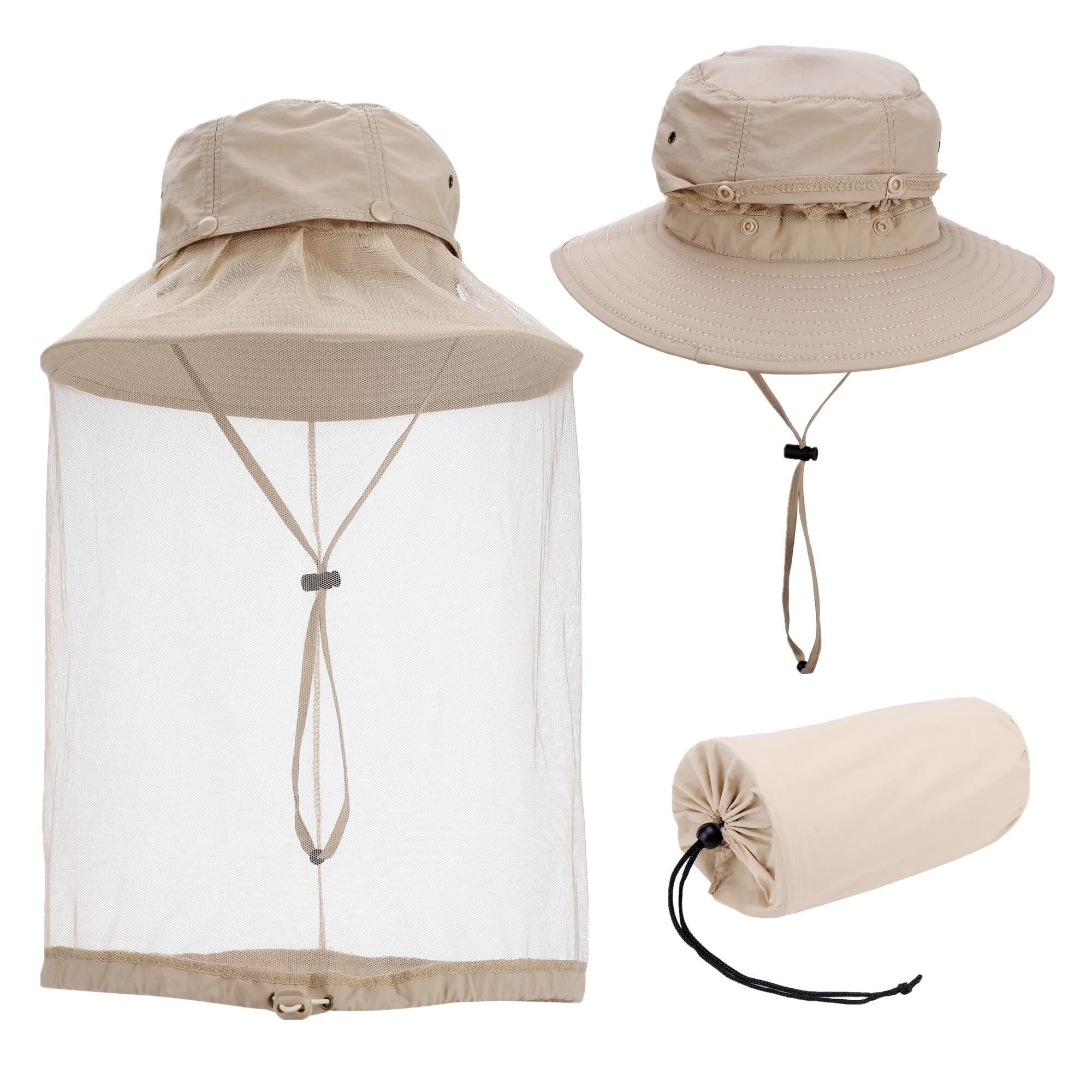 Head Net Hat, Sun Hat Bucket Hat with Hidden Net Mesh for Men Women ...