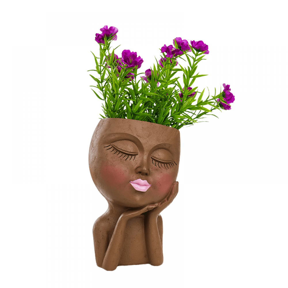 Head Planter Face Flower Pot, Woman Face Planter Unique White Head ...
