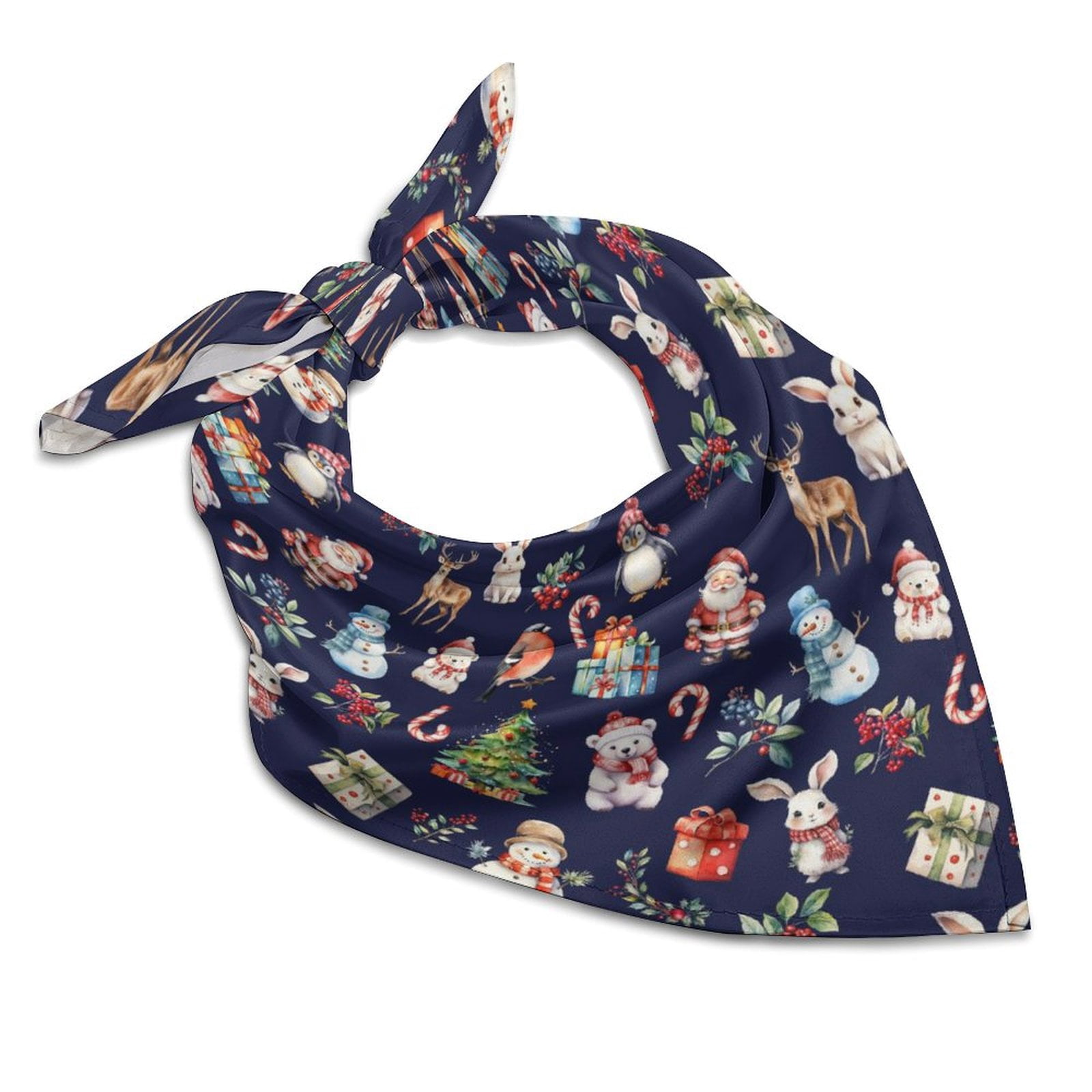 Head Scarf, Christmas Critters Delight Square Satin Hair Scarves Silk ...