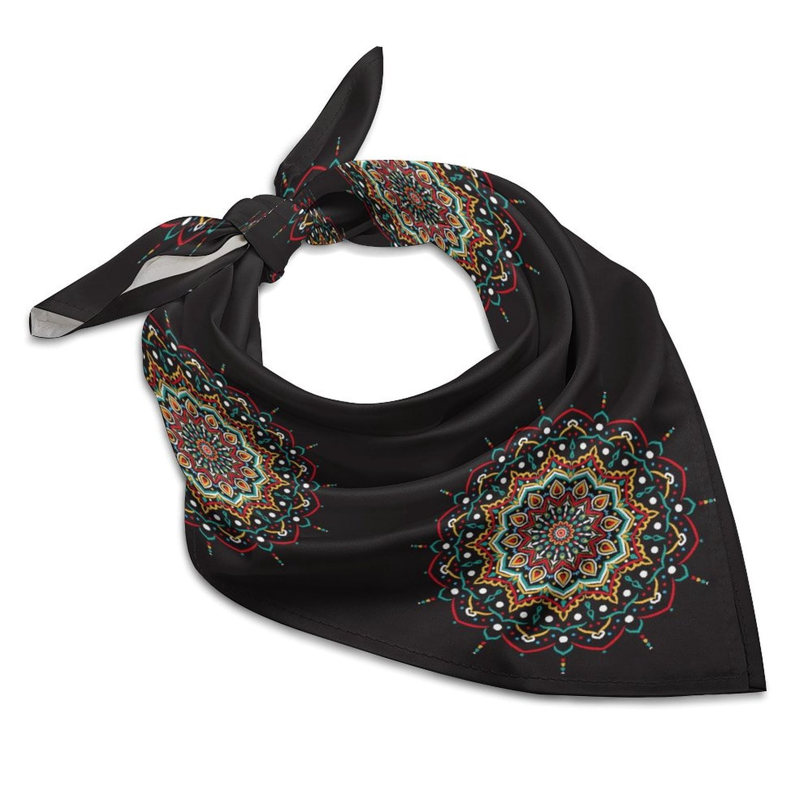 Head Scarf, Colorful Mandala Square Satin Hair Scarves Silk Bandana ...