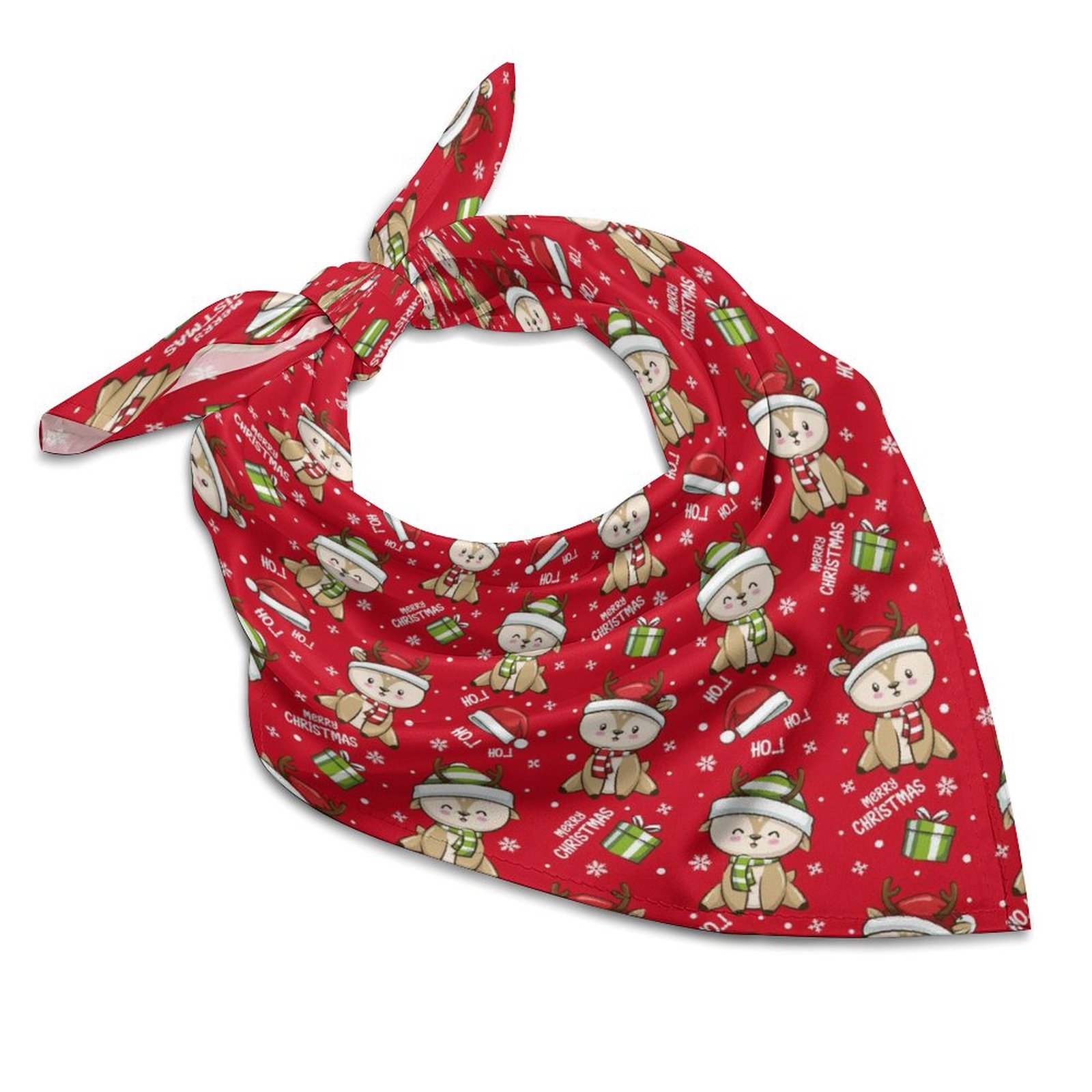 Head Scarf, Cute Christmas Moose Square Satin Hair Scarves Silk Bandana ...
