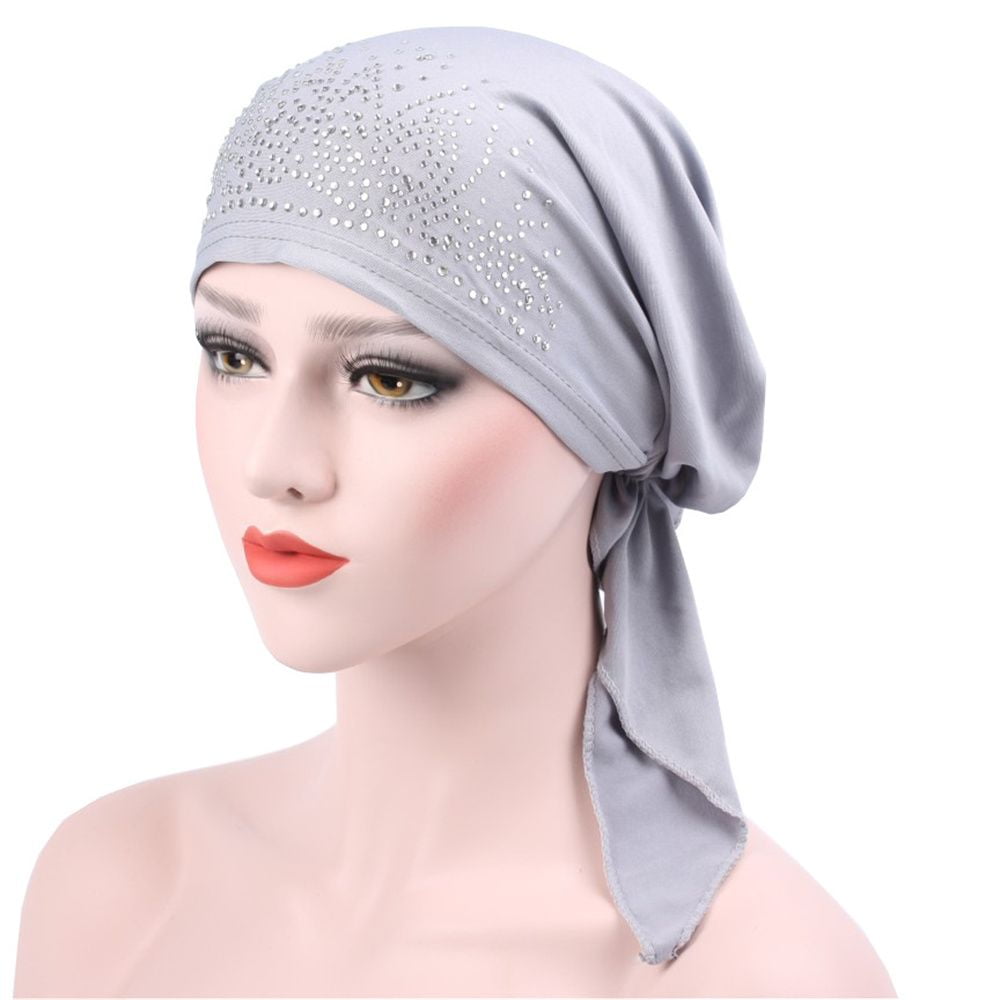 Head Scarf Ladies Islamic Underscarf Head Wrap Shiny Rhineston Muslim