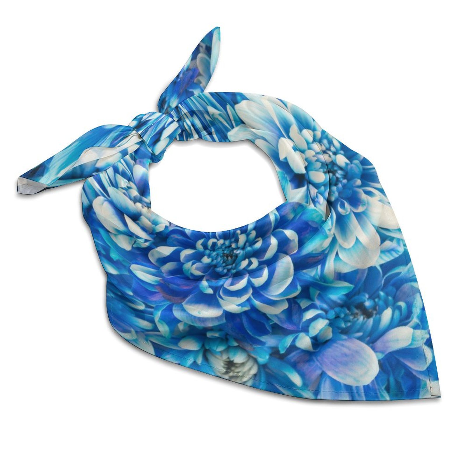 Head Scarf, Vibrant Blue Floral Square Satin Hair Scarves Silk Bandana ...