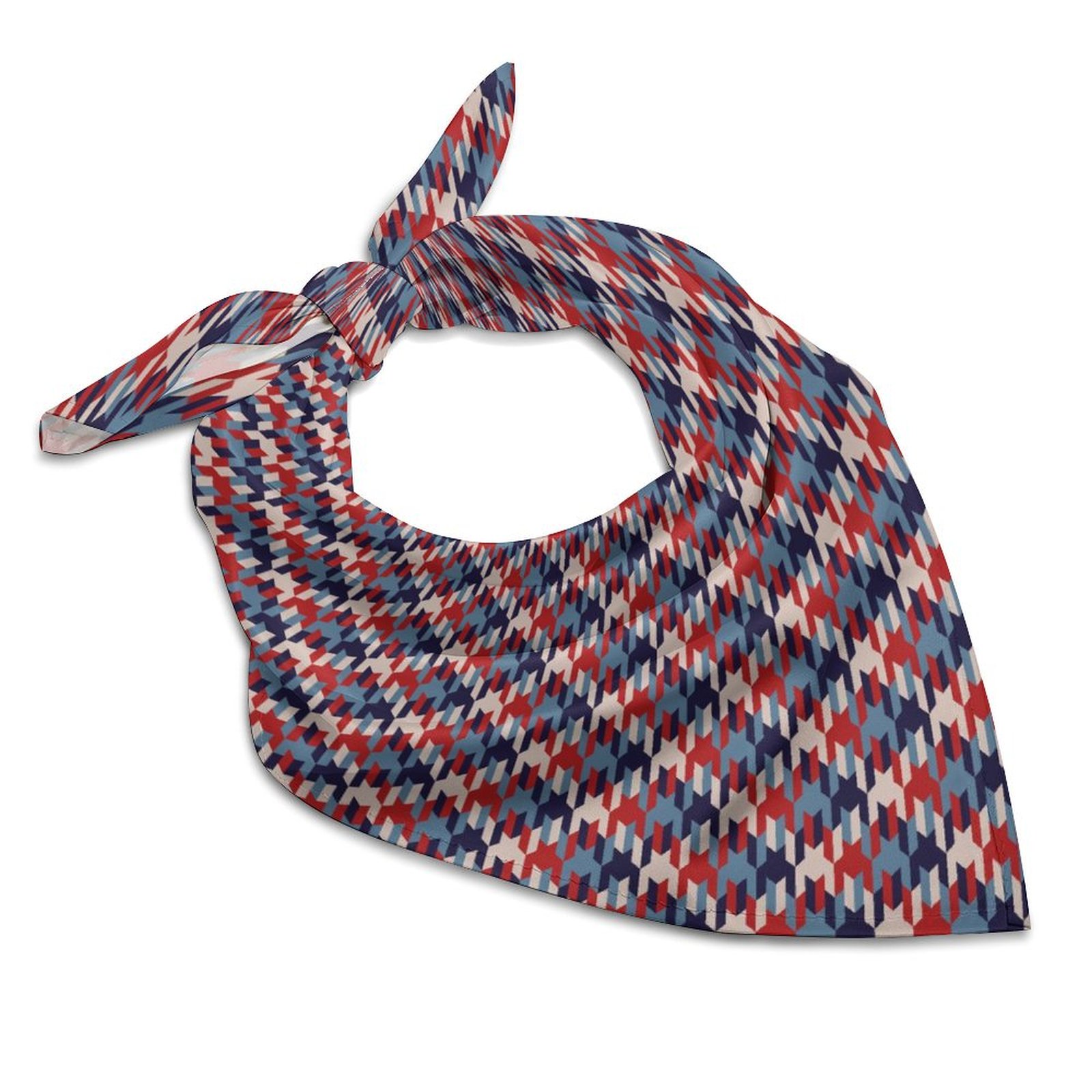 Head Scarf for Women's Hair, Red Blue Checked Silk Like Women's Fashion ...