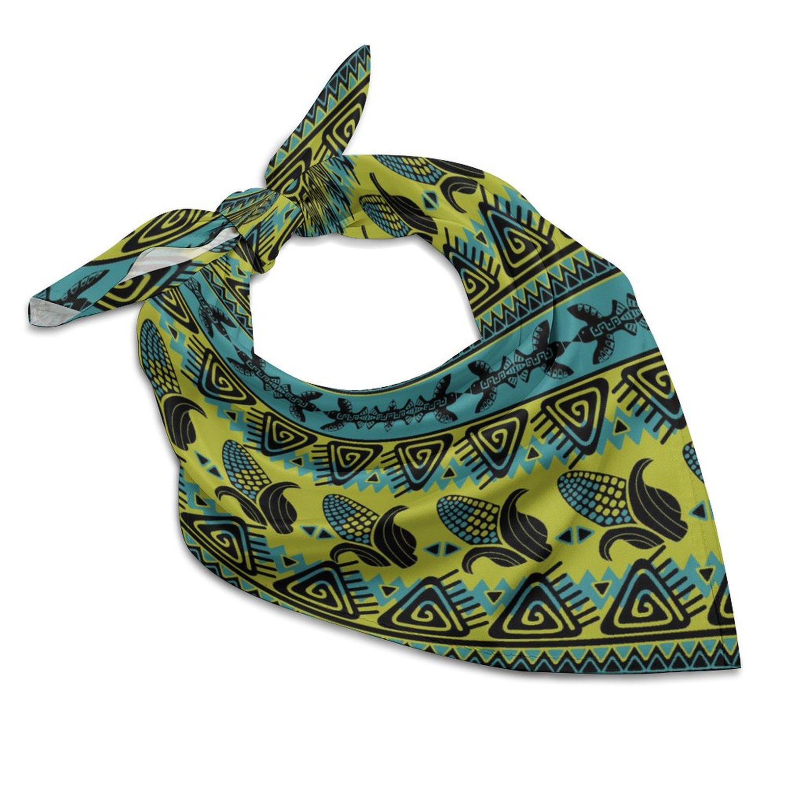 Head Scarf for Women's Hair, Teal Vintage Corn Pattern Silk Like Women ...