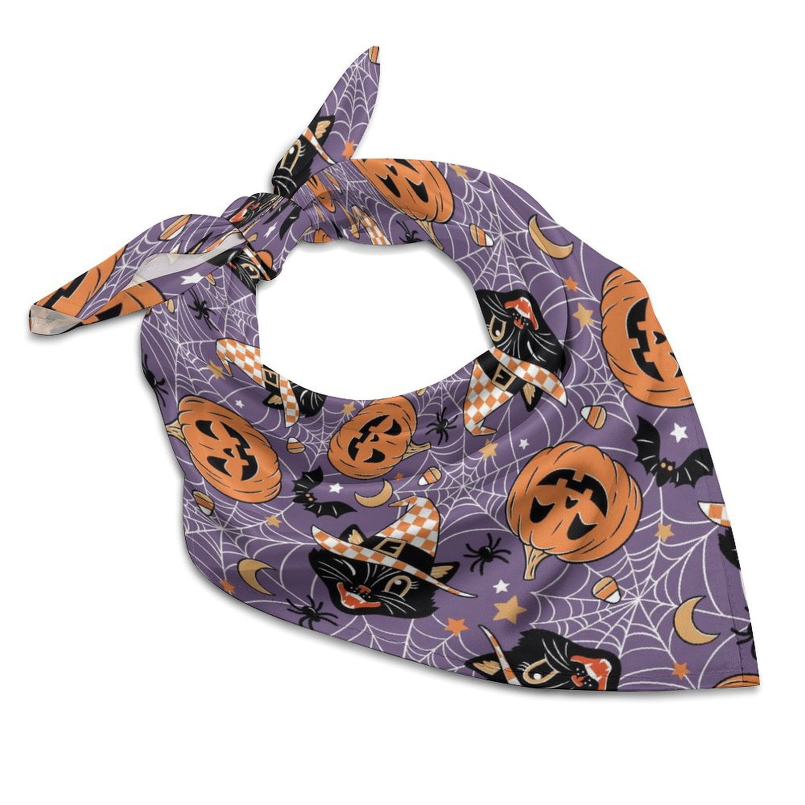 Head Scarf for Women's Hair, Vintage Halloween Black Cat Silk Like ...