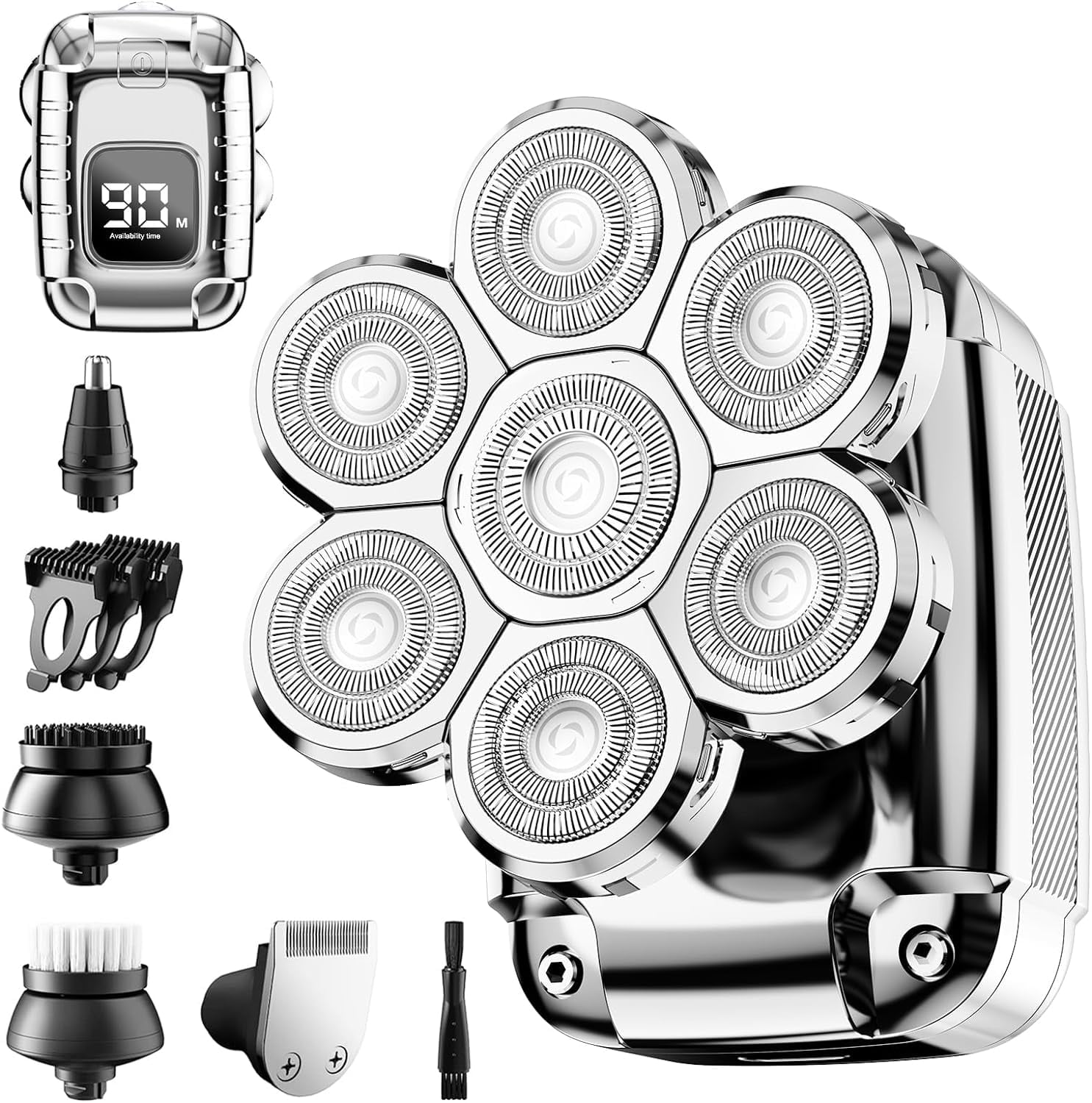 Head Shaver for Bald Men, 7-in-1 Men’s Electric Shaver Bald Head Shaver ...