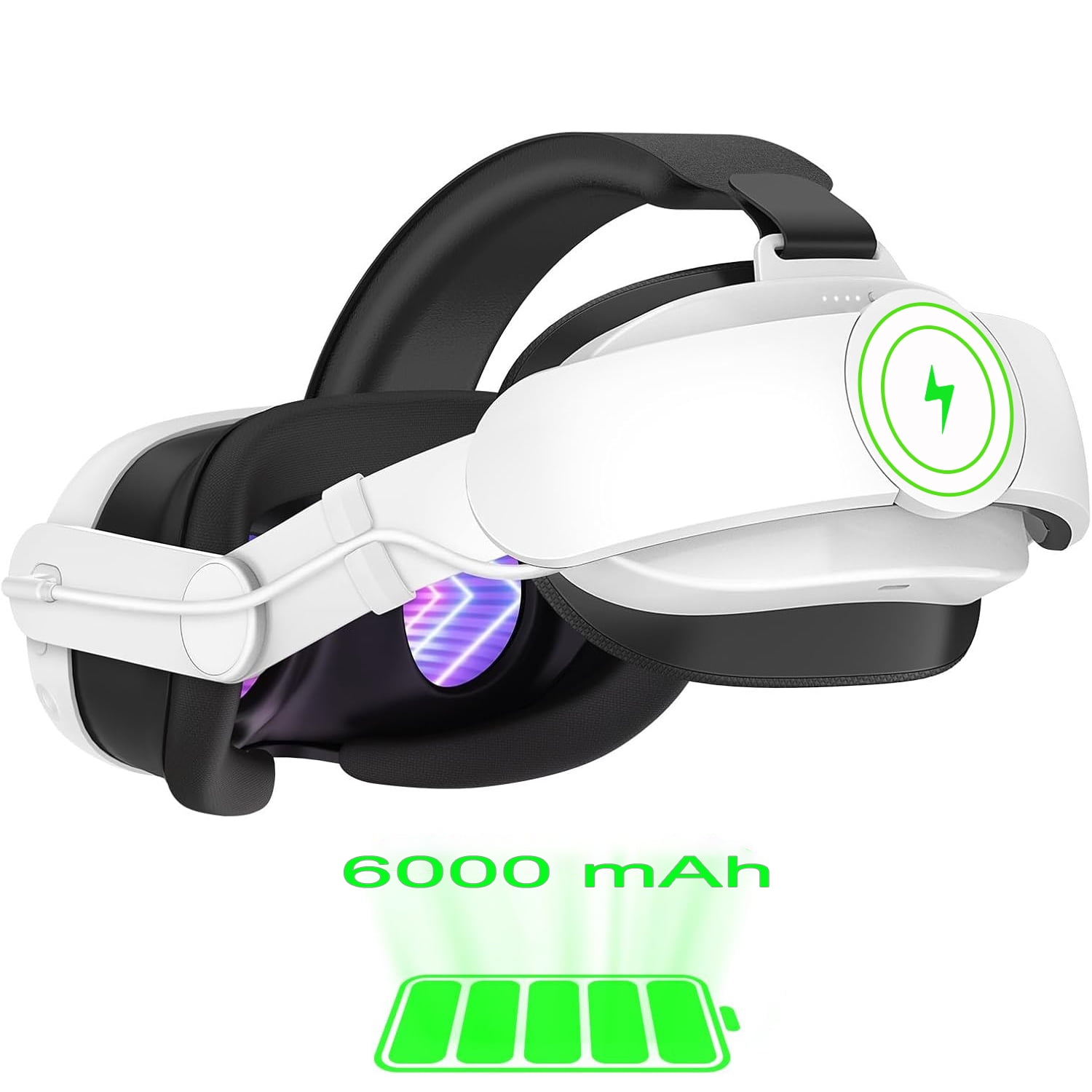 Head Strap with 6000mAh Battery Fast Charge Compatible with Meta Quest ...