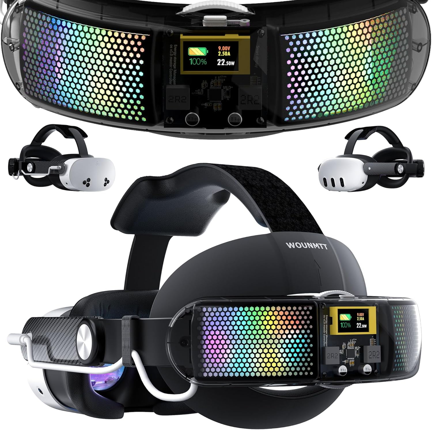 Head Strap with 10000mAh Battery for Quest 3/3S – Transparent RGB ...