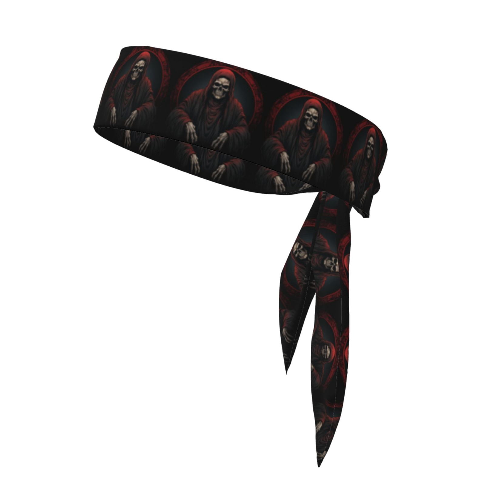 Head Tie Headbands Grim Reaper Background Sports Tie Back Headband ...
