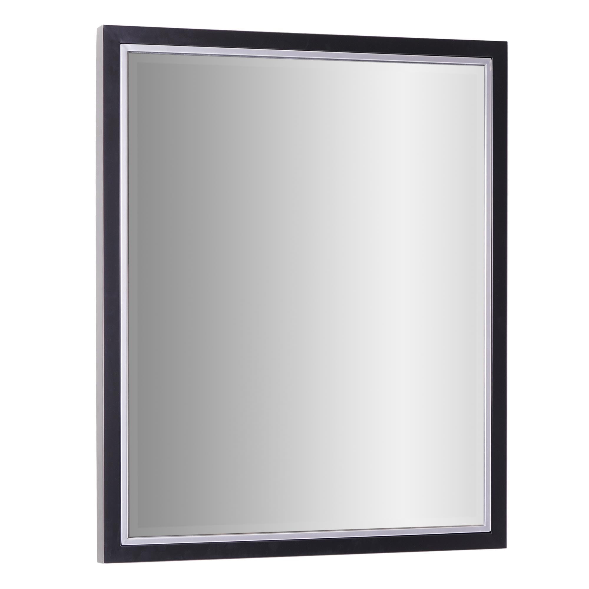 Head West Beveled Edge Rectangle Wall Mirror with Brushed Chrome and ...