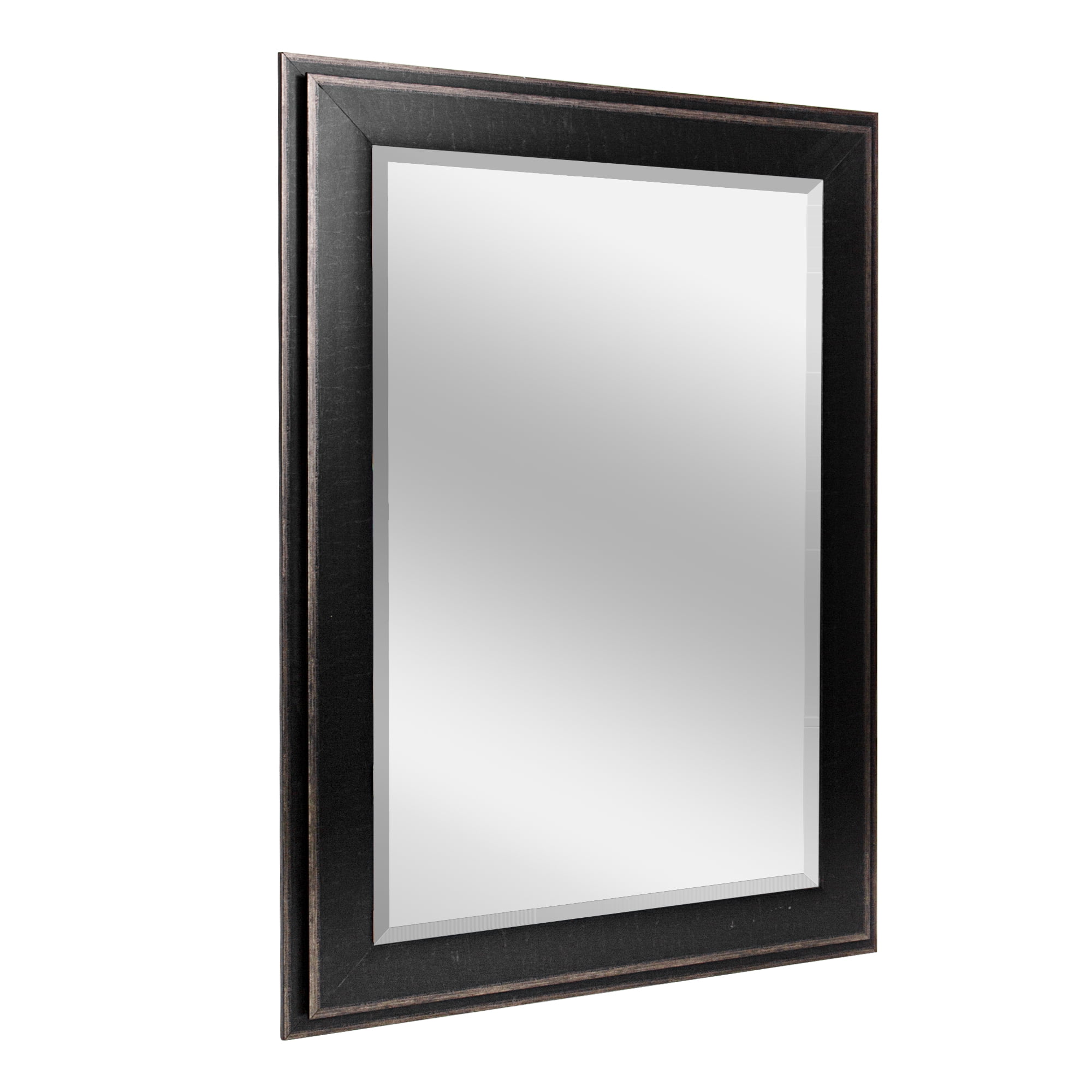 Head West Black Polystyrene Textured Two-Step Rectangle Mirror with ...