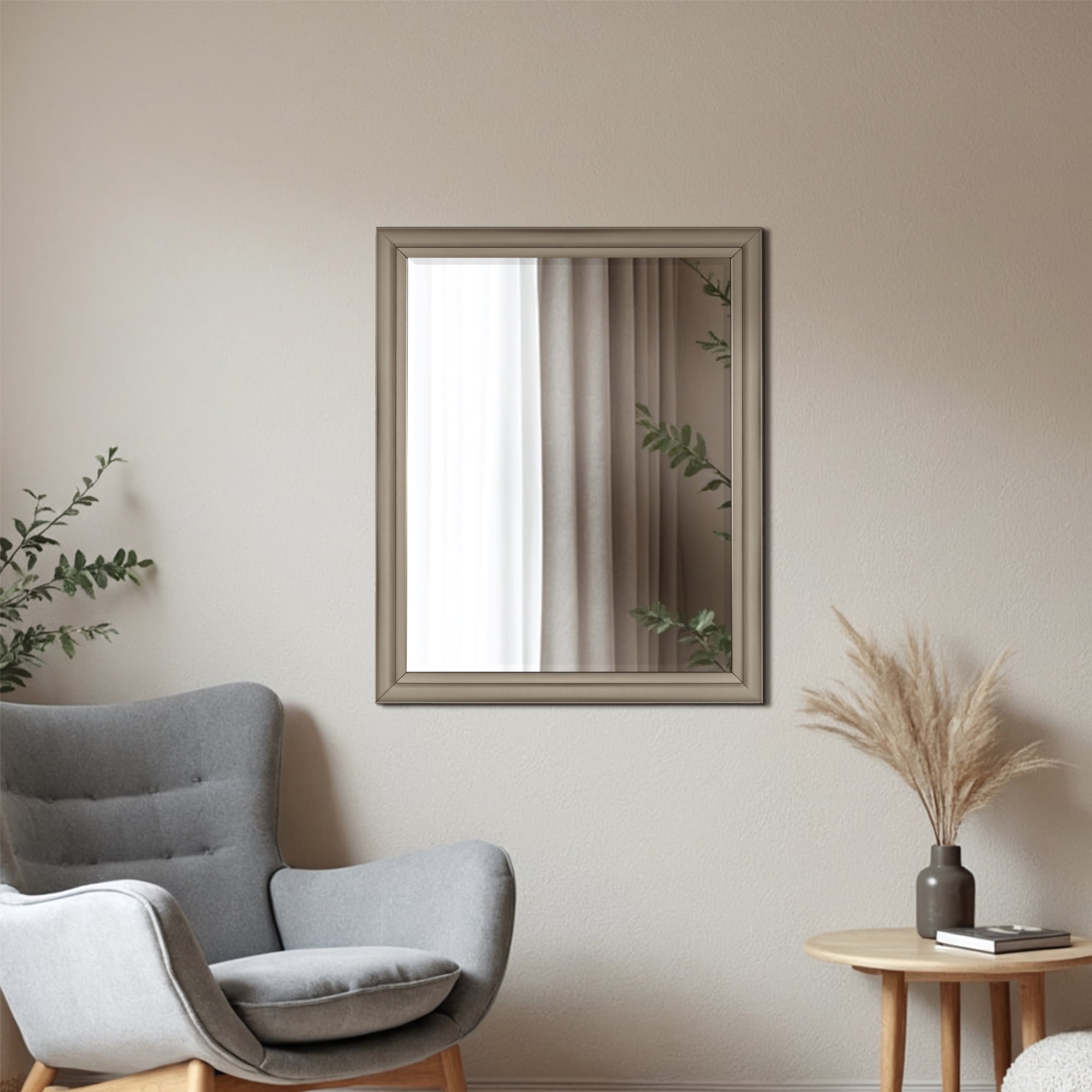 Head West Brushed Nickel Framed Wall Mirror - 32" x 26" - Walmart.com