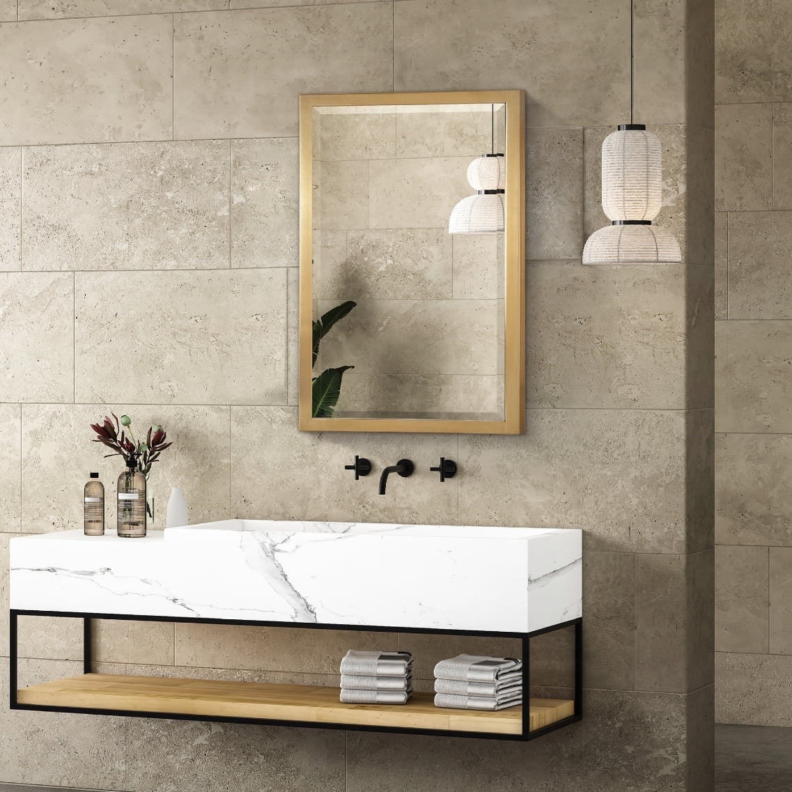 Head West Classic Gold Metal Framed Wall Mirror - 30" x 24" - Walmart.com