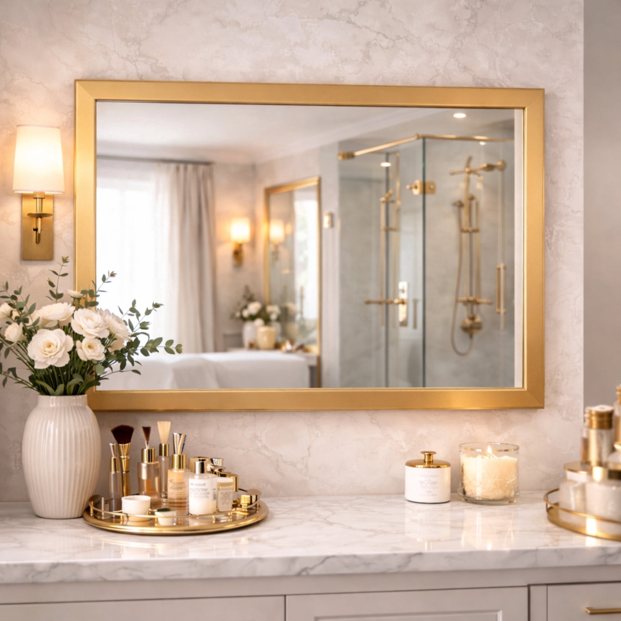 Head West Classic Gold Metal Framed Wall Mirror - 40" x 30" - Walmart.com