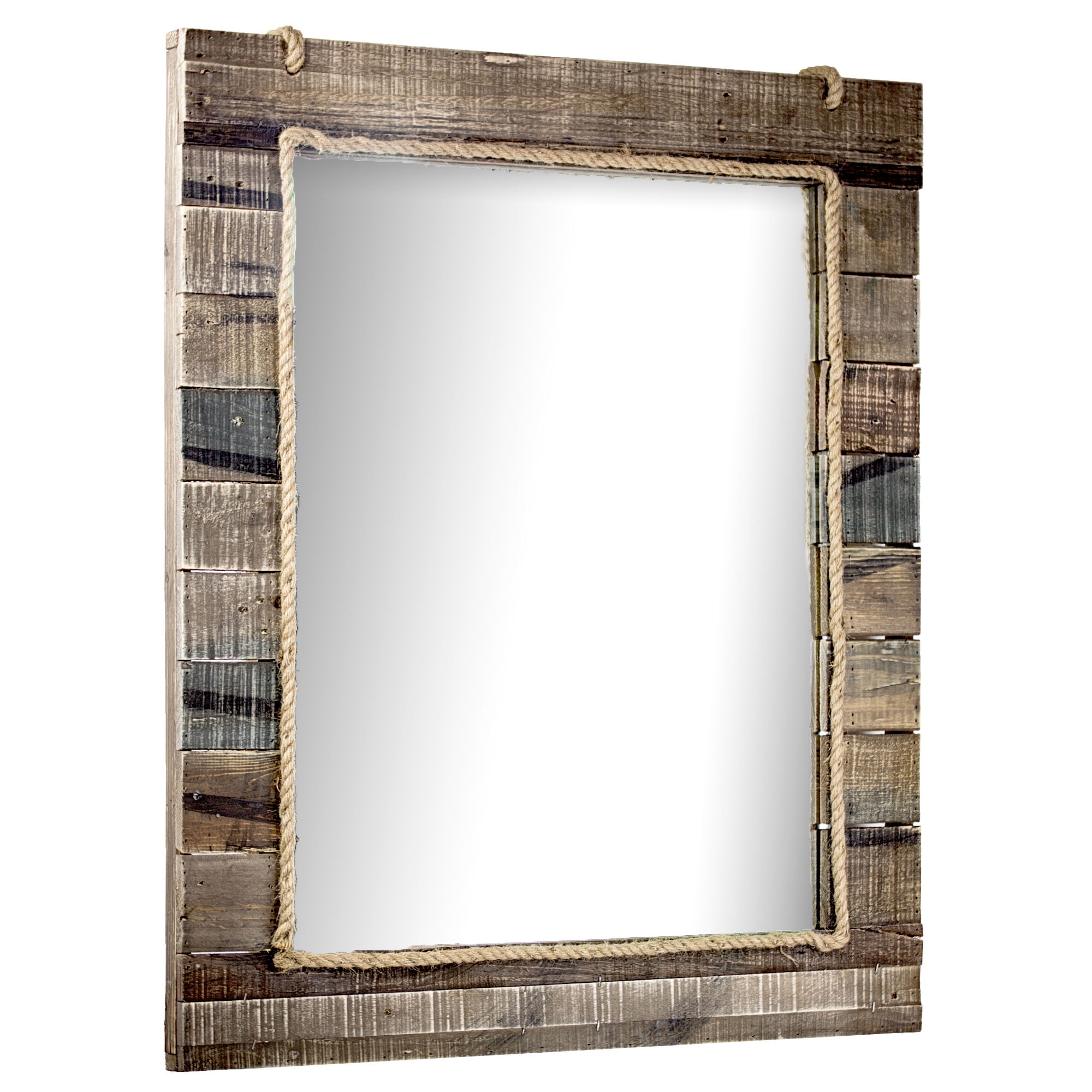 Head West Rustic Wood Plank Farmhouse Rectangular Mirror With Inlaid ...