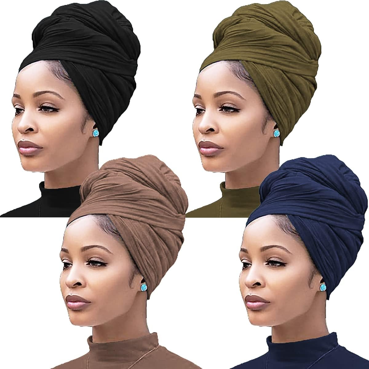 Head Wraps for Black Women Stretch Turban Headwraps Scarf Hair Wraps ...