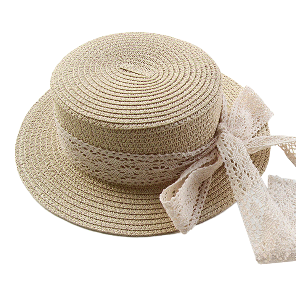 Head circumference 48-51cm children's top hat straw hat lace with flat ...