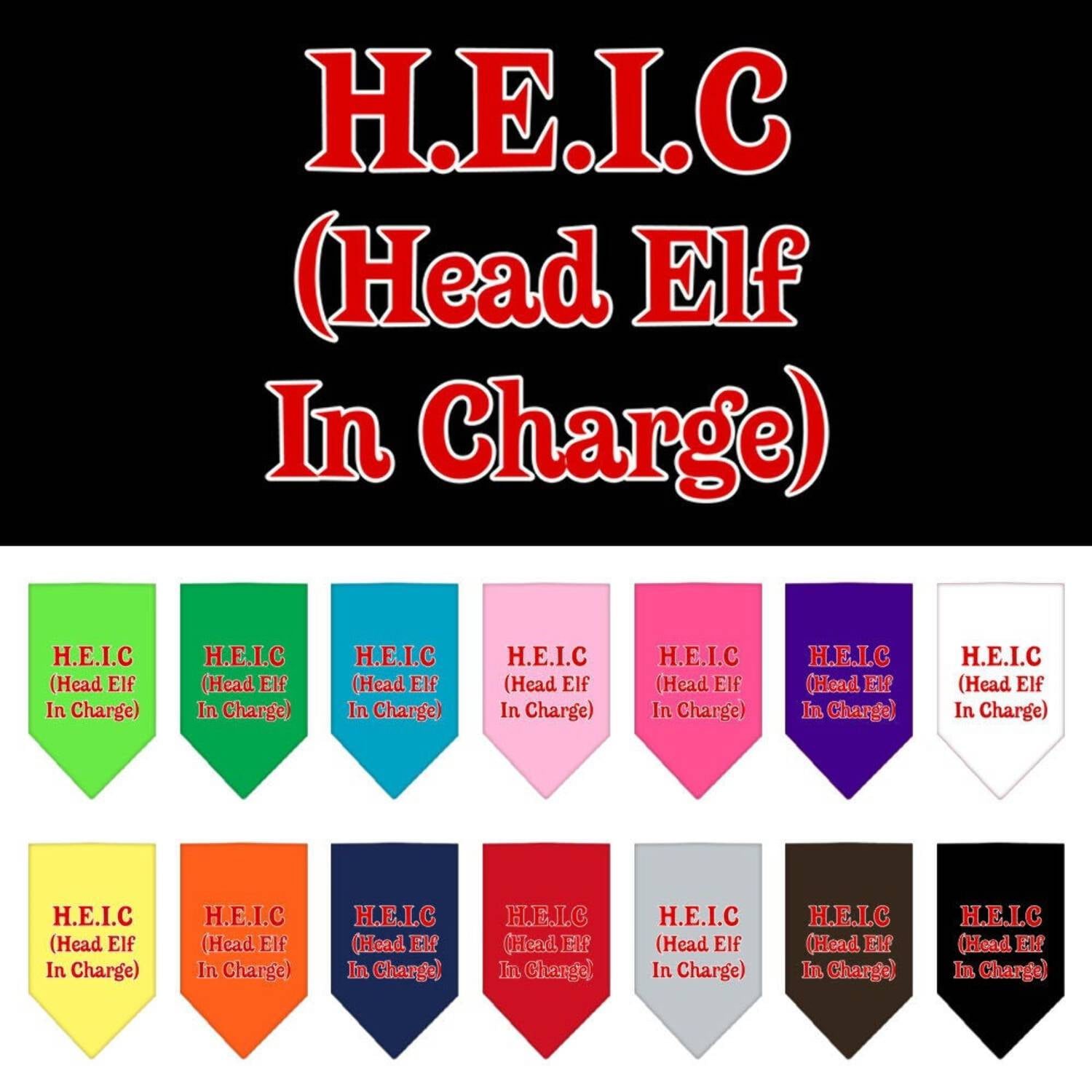 Christmas Pet and Dog Bandana Screen Printed, "Head Elf In Charge ...