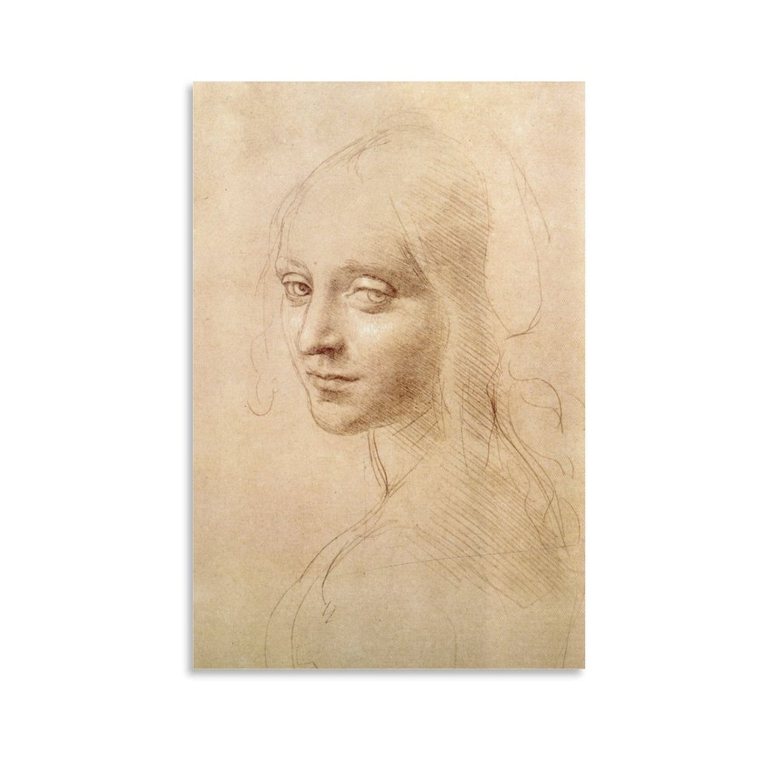 Head of A Woman by Leonardo Da Vinci Posters Artworks Canvas Poster Room Aesthetic Wall Art ...