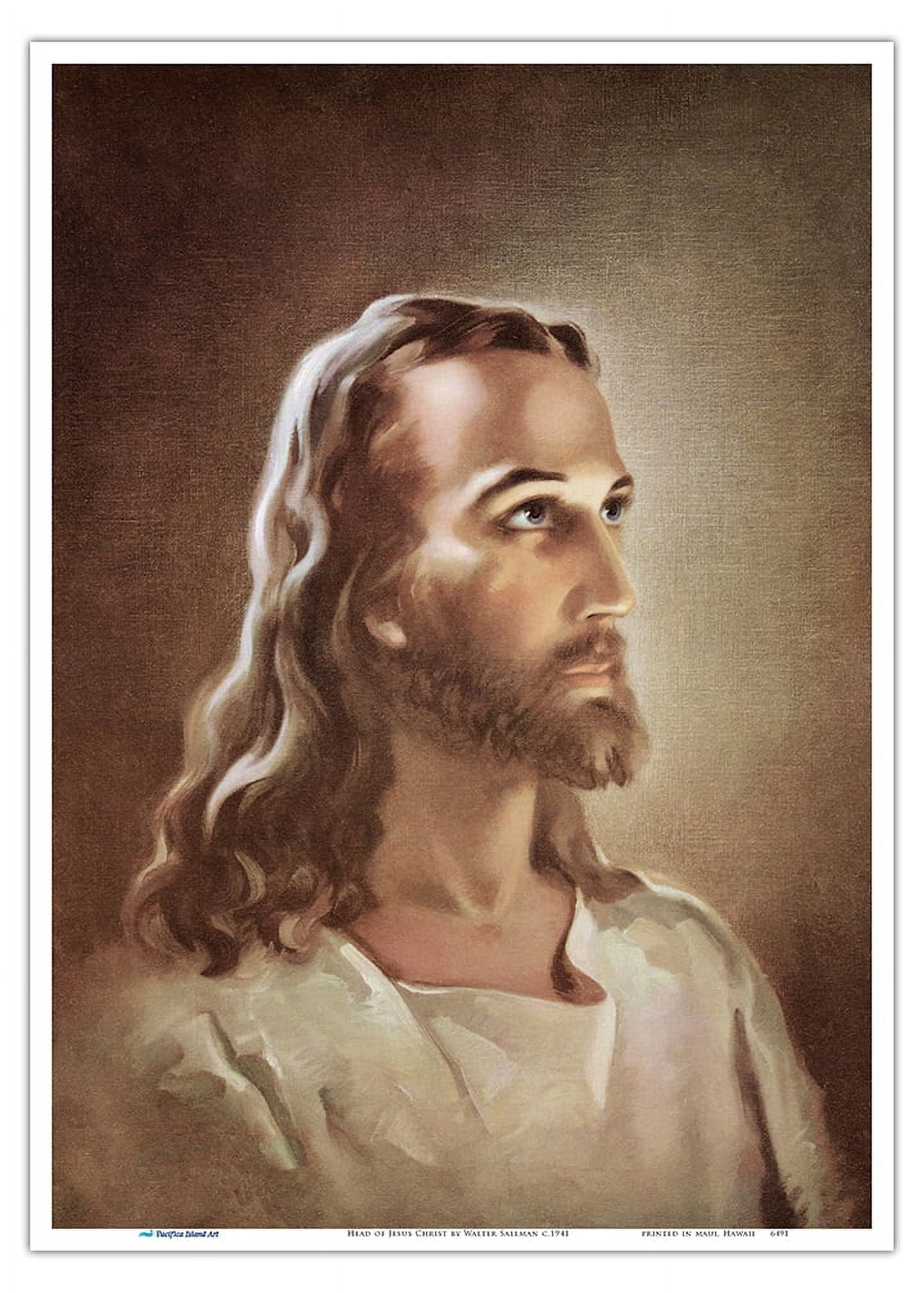 Head of Jesus Christ - Vintage Religious Art by Walter Sallman c.1941 - Master Art Print 10in x ...