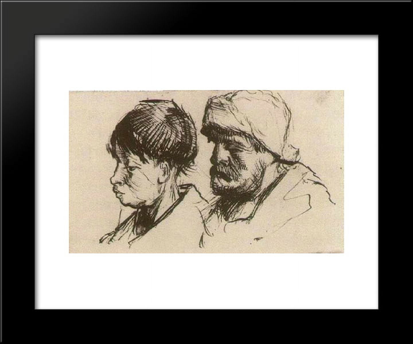 Head of a Girl, Bareheaded, and Head of a Man with Beard and Cap 20x24 ...