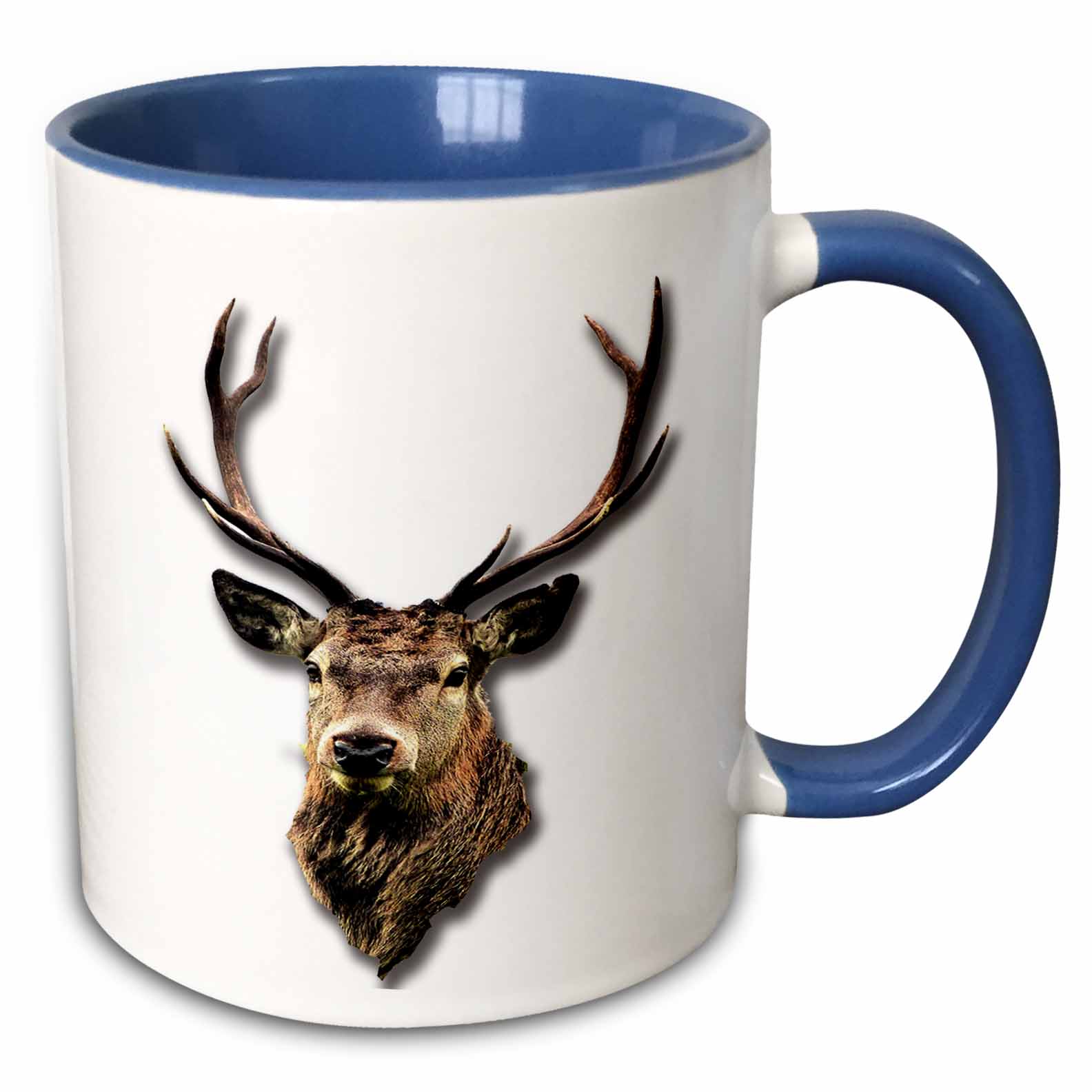 Head shot of a Stag, Highlands of Scotland 15oz Two-Tone Blue Mug mug ...
