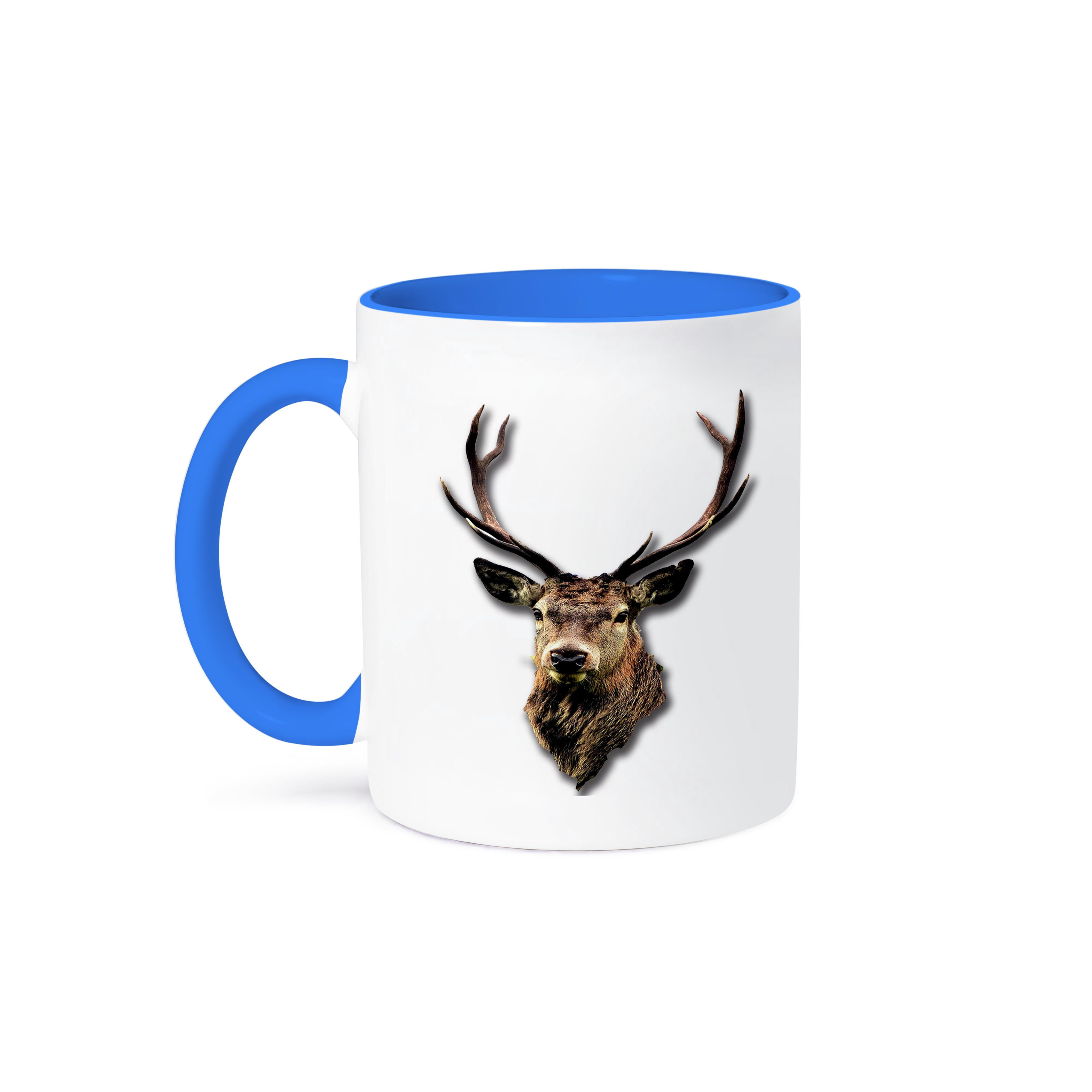3dRose, Head shot of a Stag, Highlands of Scotland, 15oz Two-Tone Blue ...