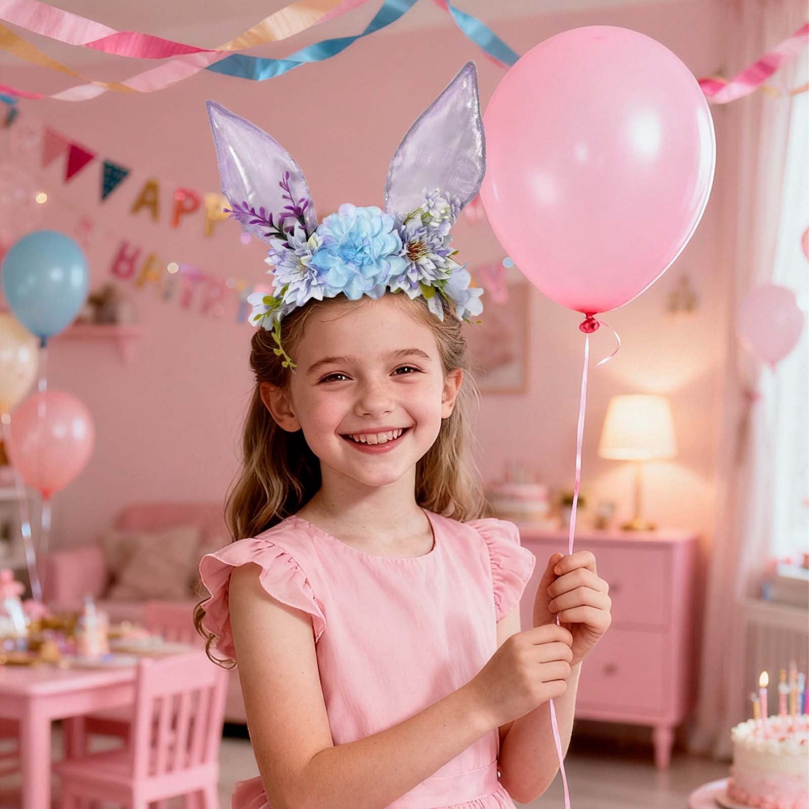Headband 1 Pack Easter Ear Hoop With Artificial Flowers And Ears For ...