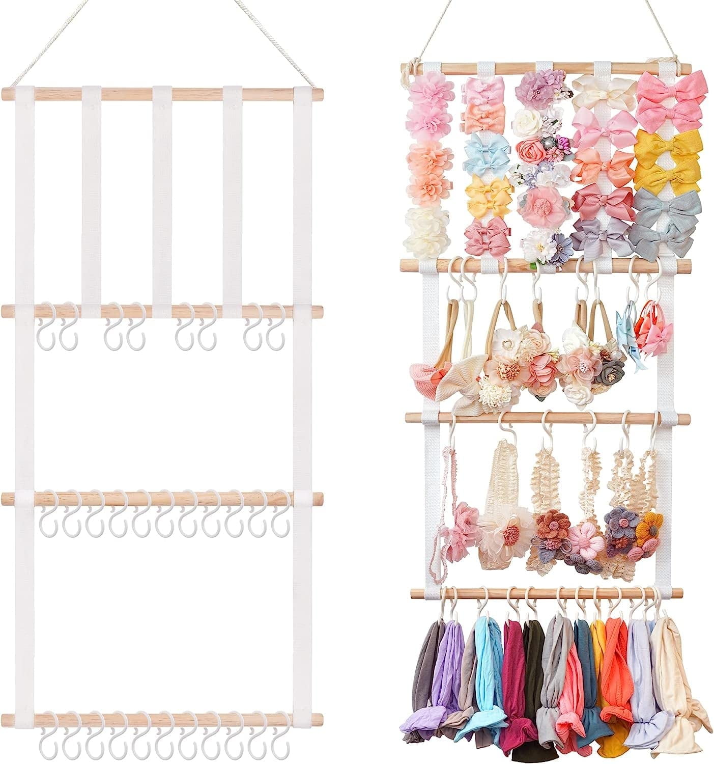 Headband Holder Hair Bows Holder with 30 Hooks, Hanging Baby Headbands ...