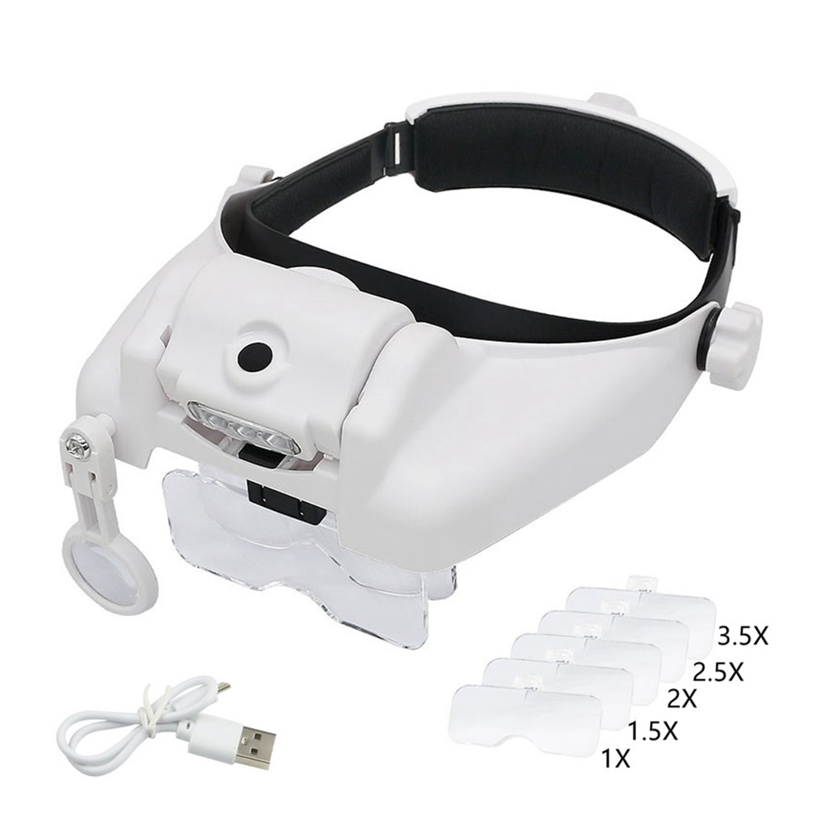 Headband Illuminated Magnifier Rechargeable Repair Solder Magnifying ...