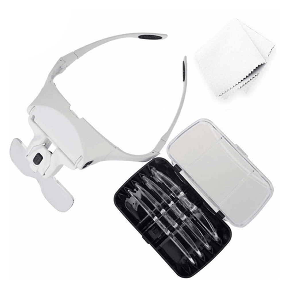 Headband Magnifier with LED Pinkiou Magnifying Glasses for Close Work ...