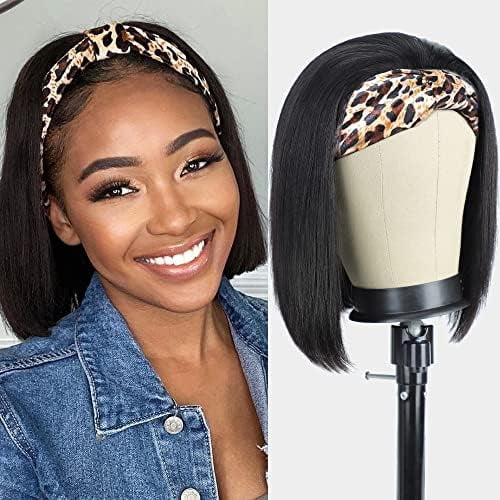 Headband Wigs Human Hair Bob Headband Wigs for Black Women Easy Put and ...