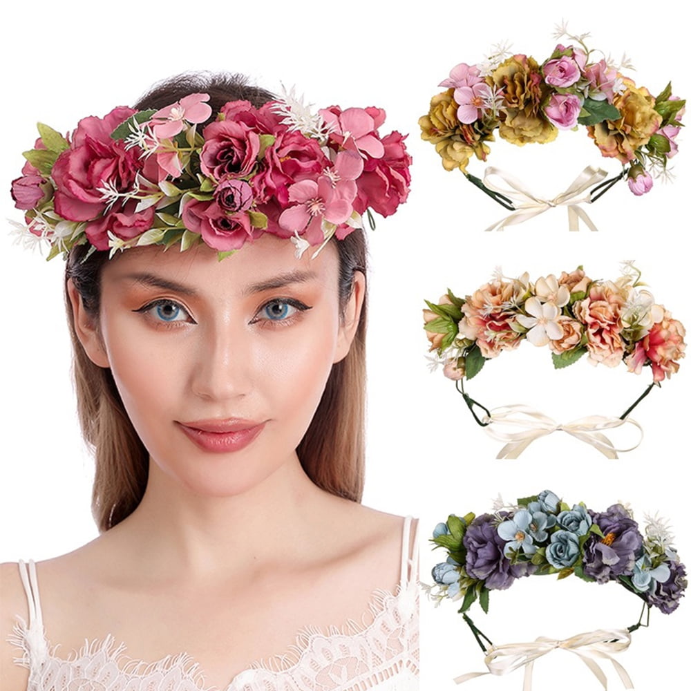 Headband for Women Girls Flower Headbands Crown Green Leaf Floral Crown ...