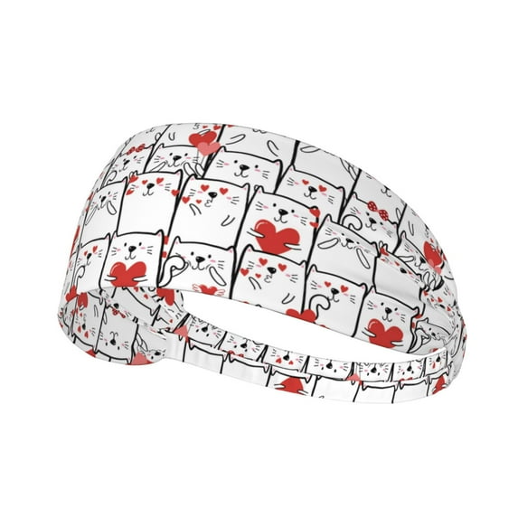 Headbands For Women/Men, Artistic Line Cute Cat Heart Elastic Soft ...