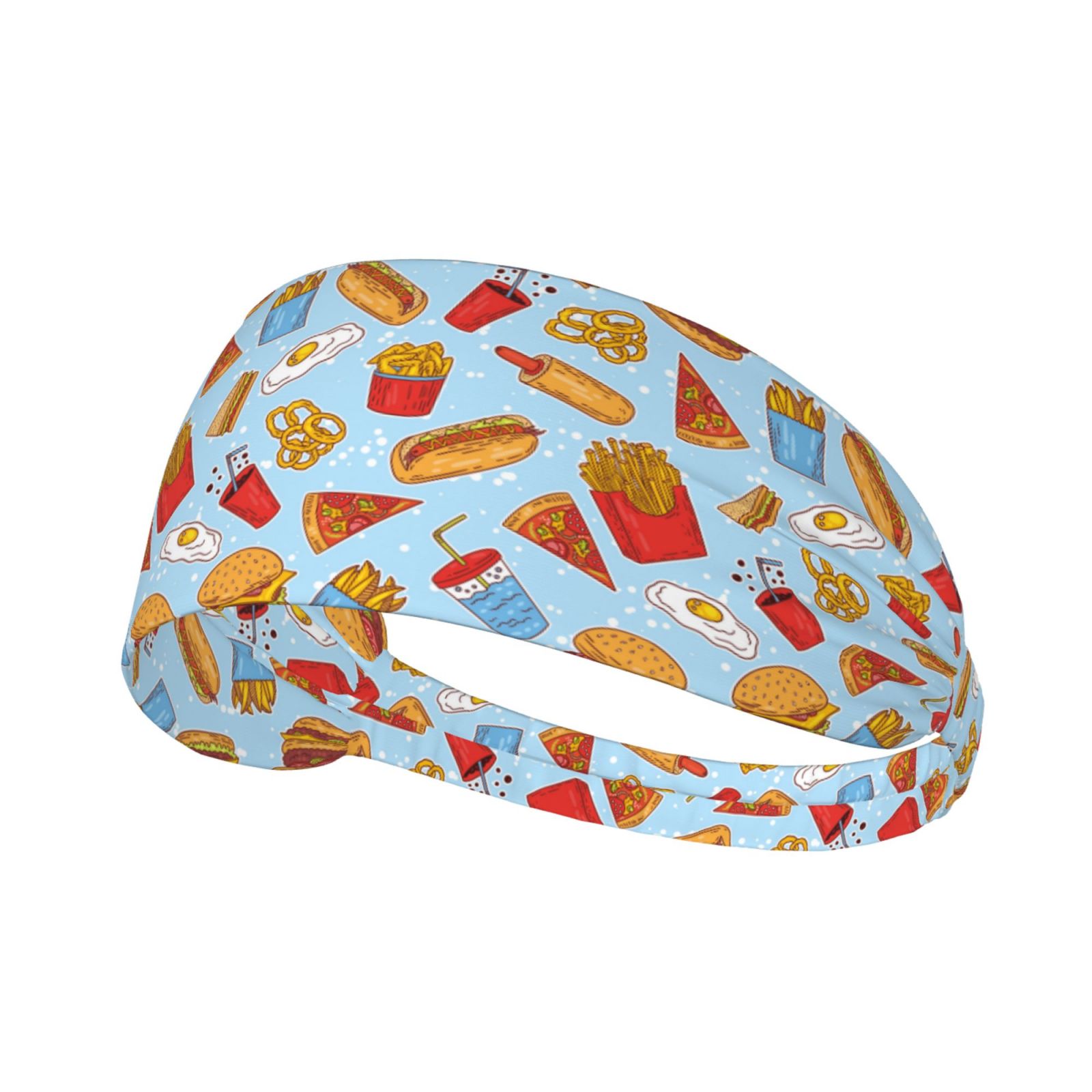 Headbands For Women/Men, Cute Food Egg Burger Fries Elastic Soft Sweat ...
