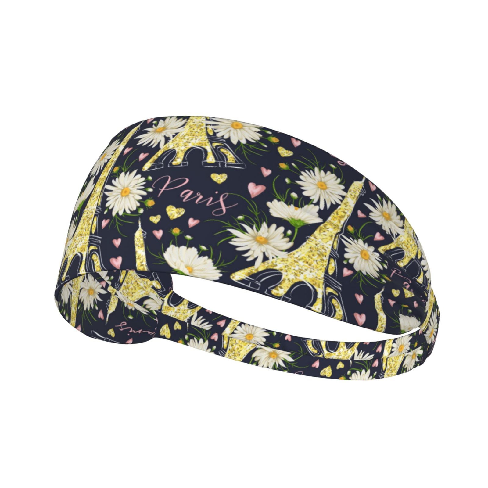 Headbands For Women/Men, Glod Eiffel Tower Daisy Elastic Soft Sweat ...
