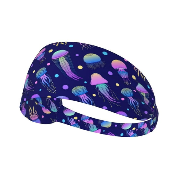 Headbands For Women/Men, Purple Blue Jellyfish Elastic Soft Sweat Band ...